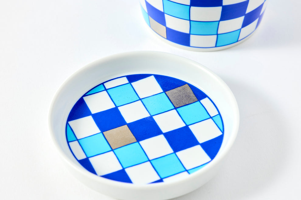 Sobachoko & Condiment Plate Set - Checkered Pattern – monoya